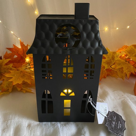 Holiday | Bella Lux Halloween Black Metal Haunted House Flying Witch ...